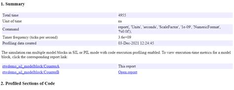 Code Execution Profiling Report Matlab And Simulink