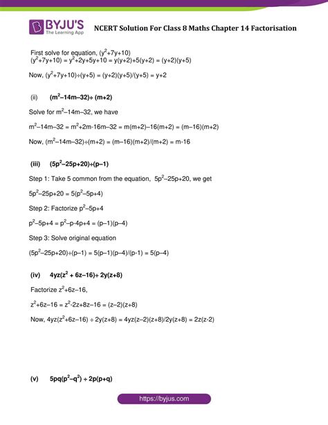 Ncert Solutions For Class 8 Maths Chapter 14 Factorisation Ex 14 3 Free Pdf Download