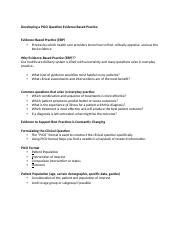 Developing A PICO Question Evidence Based Practice Docx Developing A PICO Question