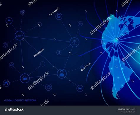 Global Logistics Network Dark Blue Map Stock Vector Royalty Free
