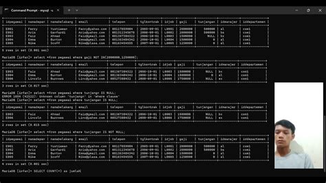 Tugas Sistem Basisdata Praktikum Mysql Materi Tentang Fungsi Agregat Youtube