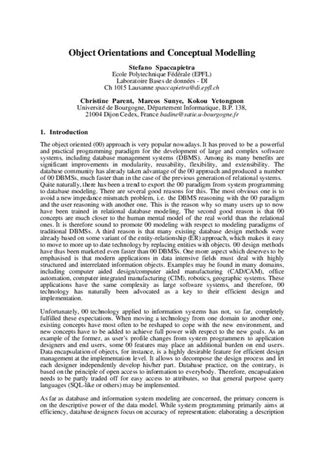 Pdf Object Orientations And Conceptual Modelling