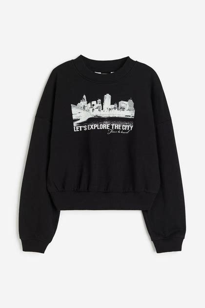 Черный укороченный свитшот для девочек H&M 12-14 лет 158-164 см от ...
