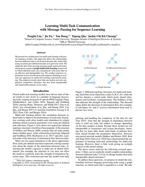 pdf learning multi task communication with message passing for sequence learning