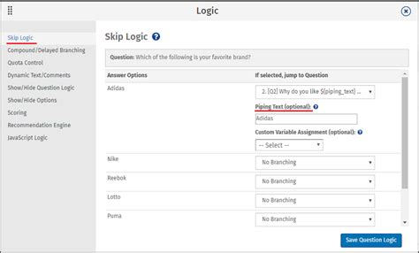 Piping Text Feature Questionpro