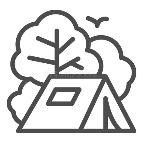 Tent Line Icon Travel Concept Tourist Tent Sign On White Background Camping Icon In Outline