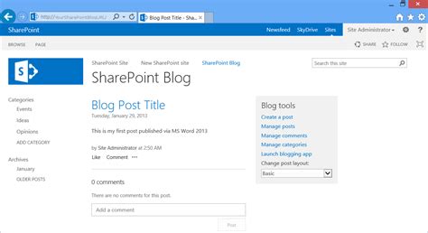 How To Publish A SharePoint Blog Article Via Microsoft Word 2013 SharePoint 2013