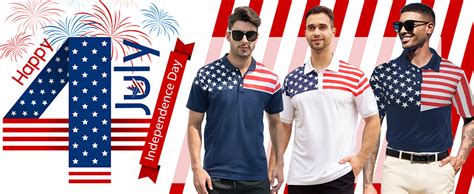 Unifaco Polo Shirt For Men American Flag Golf Shirt Patriotic 4th Of