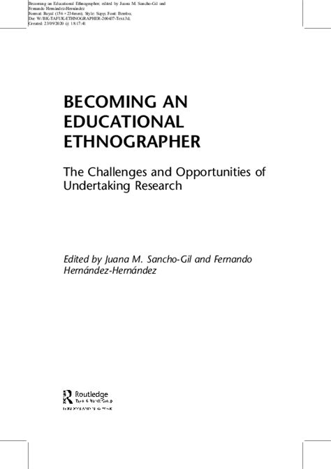 Pdf Becoming An Ethnographer Living Teaching And Learning