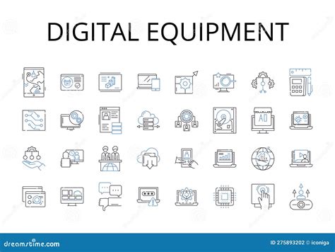 Computational Devices Line Icons Collection Processor Silicon