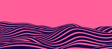 추상적인 착시 파동 분홍색 배경에 물결 모양의 왜곡 효과를 형성하는 파란색 줄무늬의 흐름입니다 벡터 그림입니다 3차원 형태에 대한 스톡 벡터 아트 및 기타 이미지 Istock