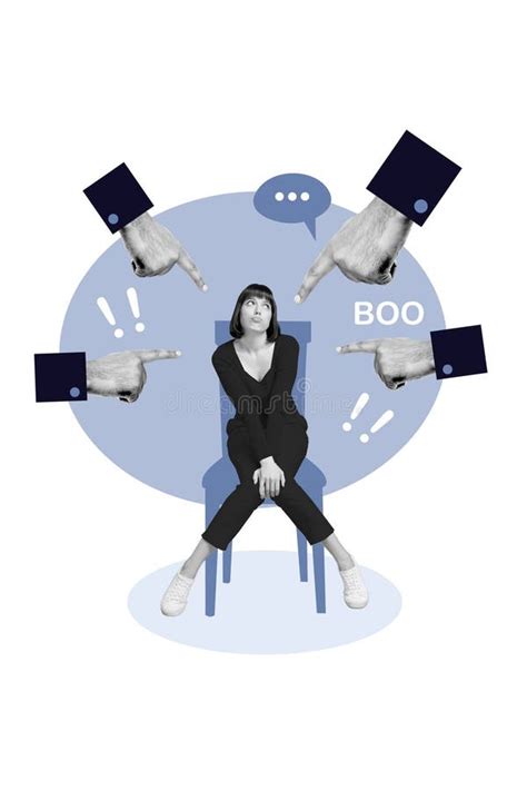 Imagen De Collage Vertical De Una Mujer Graciosa Silla Sentada Burl Ndose De Los Dedos