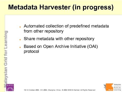 Malaysian Grid For Learning Metadata Management System Dc