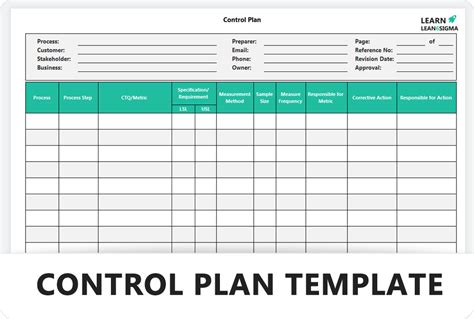 Guide Control Plan Learn Lean Sigma