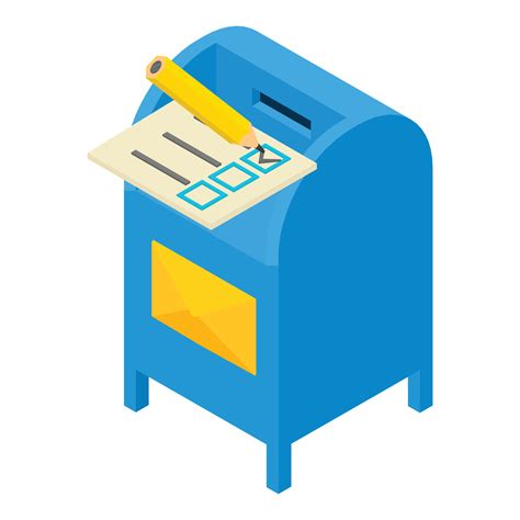 Polling Process Icon Isometric Vector Voting Document With Check Mark Postbox 15042617 Vector