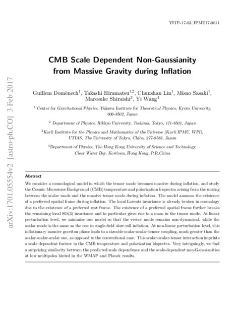 Pdf Cmb Scale Dependent Non Gaussianity From Massive Gravity During Inflation
