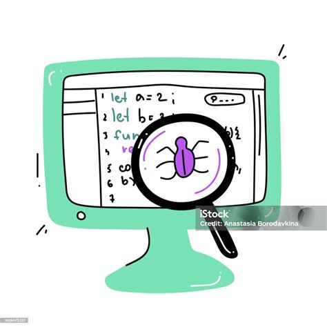 Hand Drawn Illustration Of Software Code Testing Concept With Bug