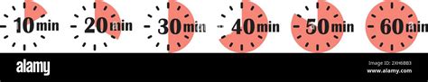 From 10 Minites To 60 Minutes On Stopwatch Icon In Flat Style Clock Face Timer Vector