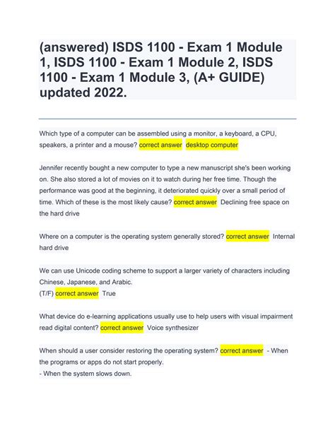 solution answered isds 1100 exam 1 module 1 isds 1100 exam 1 module 2