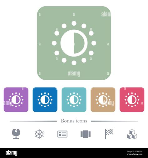 Saturation Control White Flat Icons On Color Rounded Square Backgrounds 6 Bonus Icons Included