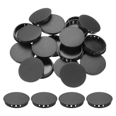 Uxcell 64pcs 55mm2 15 Black Round Hole Plugs Nylon Plastic Flush