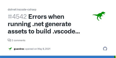Errors When Running Net Generate Assets To Build Vscode Folder Issue Dotnet Vscode