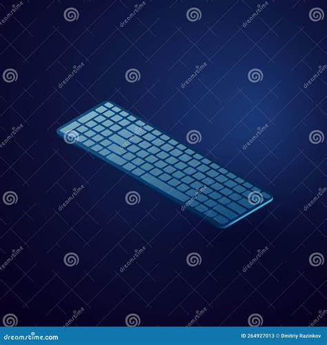 Isometric Computer Keyboard Vector Illustration Blue Background Stock