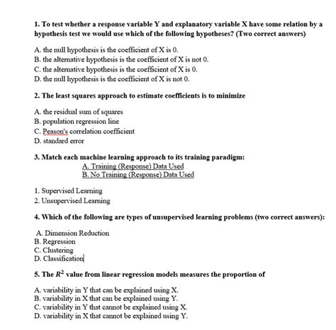 Solved 1 To Test Whether A Response Variable Y And