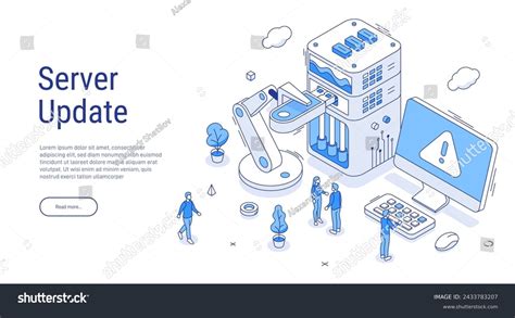 Isometric Server Update Electric Blue Outline Stock Vector Royalty Free 2433783207 Shutterstock