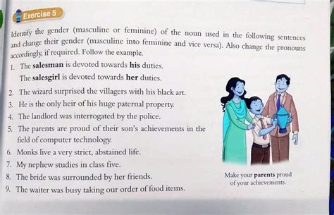 SOLVED Change The Gender And Rewrite The Sentences Exercise 5 Identify The Gender Masculine