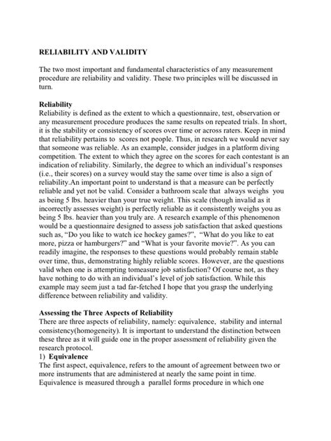Reliability And Validity Aspects In Measurement Pdf Validity Statistics Psychometrics