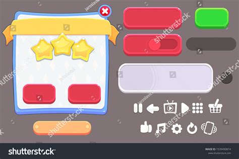 Game Ui Set Complete Menu Graphical Stock Vector Royalty Free