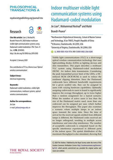 pdf indoor multiuser visible light communication systems using
