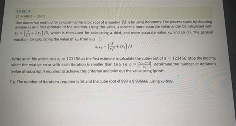 Solved Task 4 12 Marks L06 One Numerical Method For