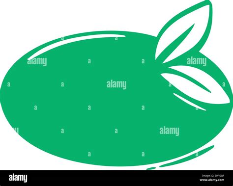 Oval Green Sticker With Leaf Stock Vector Image And Art Alamy