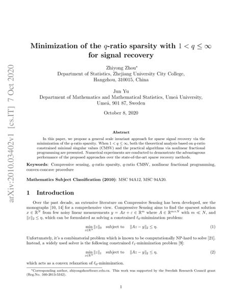 minimization of the q ratio sparsity with 1