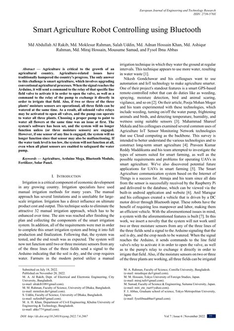 Pdf Smart Agriculture Robot Controlling Using Bluetooth