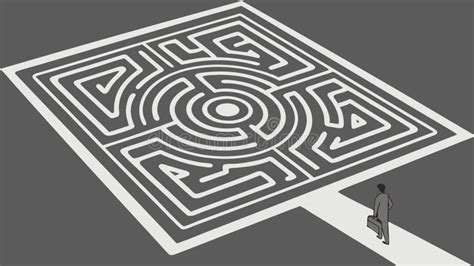 Maze Puzzle With Person Inside Challenge Problem Solving And Finding Solution Graphic Vector