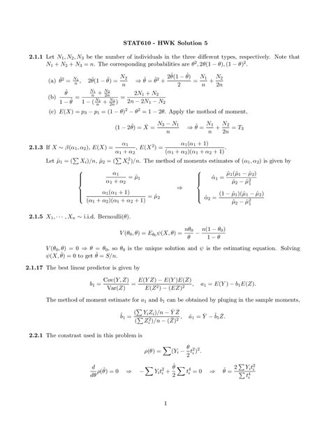 Homework 5 Solutions Introduction To Statistical Inference Stat 610
