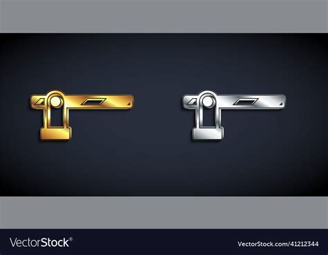 Gold And Silver Parking Car Barrier Icon Isolated Vector Image