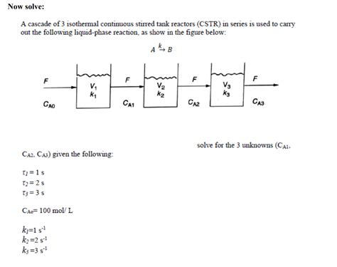 Solved A Cascade Of 3 Isothermal Continuous Stirred Tank