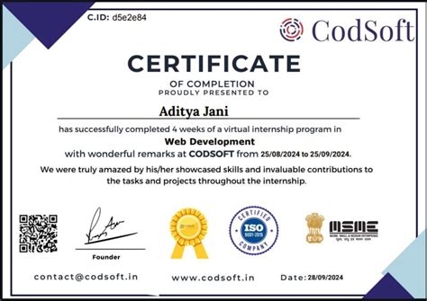 Aditya Jani On Linkedin Internship Webdevelopment Mern Codsoft Cip