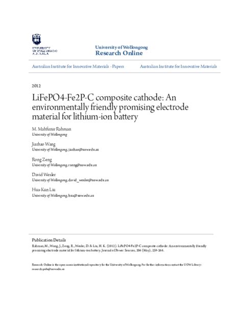 Pdf Lifepo4 Fe2p C Composite Cathode An Environmentally Friendly Promising Electrode Material