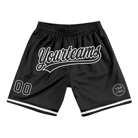 Custom Black Basketball Shorts White Authentic Throwback Fansidea