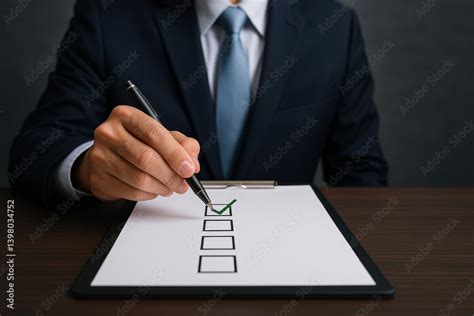 Document Approval Process In Office A Professional Man Checks A On A