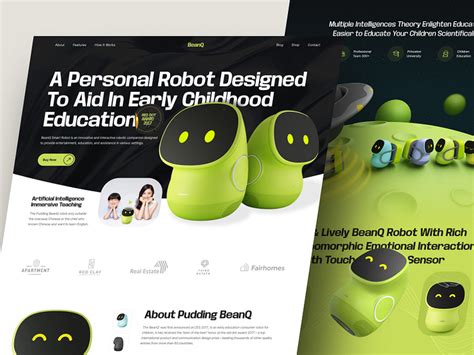 Beanq Ai Robot Assistance Landing Page Website Ui By Rh Web And Mobile App Design Landing