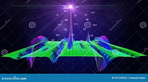 Abstract Background Polygonal Grid With Data And Spot On Dark Big Data Presentation Concept Of