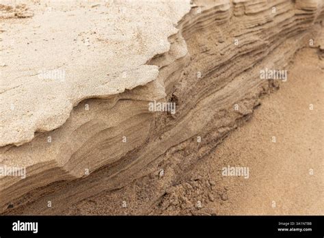 View Of Distinct Horizontal Layers Of Sand Exposed Through Natural Processes Showcasing