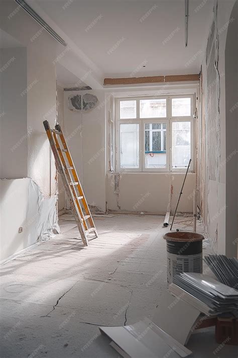 A Room With A Ladder And A Clock On The Wall Premium Ai Generated Image A Room With A Ladder And A Clock On The Wall Premium Ai Generated Image