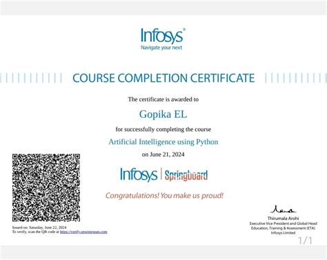 Gopika EL on LinkedIn: Successfully completed the Artificial ...